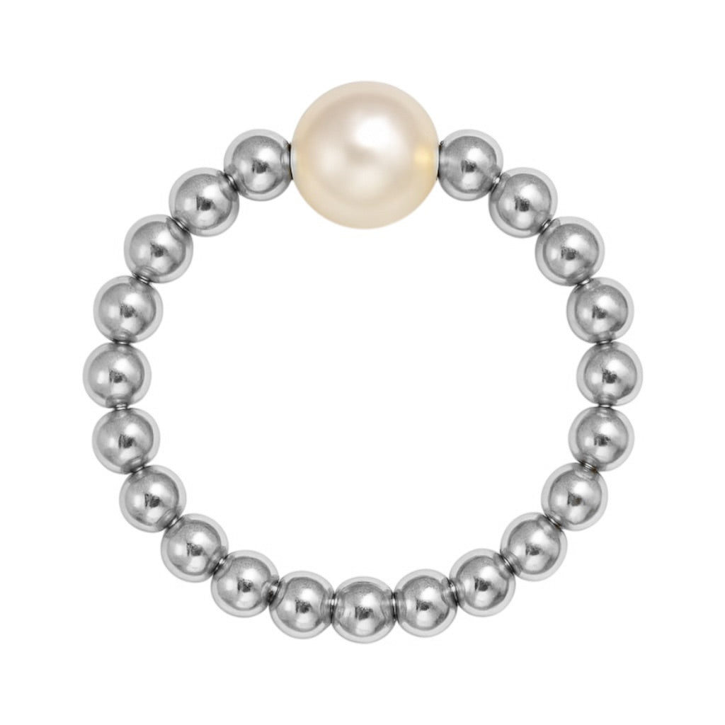 Audrey | Beaded Stretchy Ring with Pearls – Bara Boheme