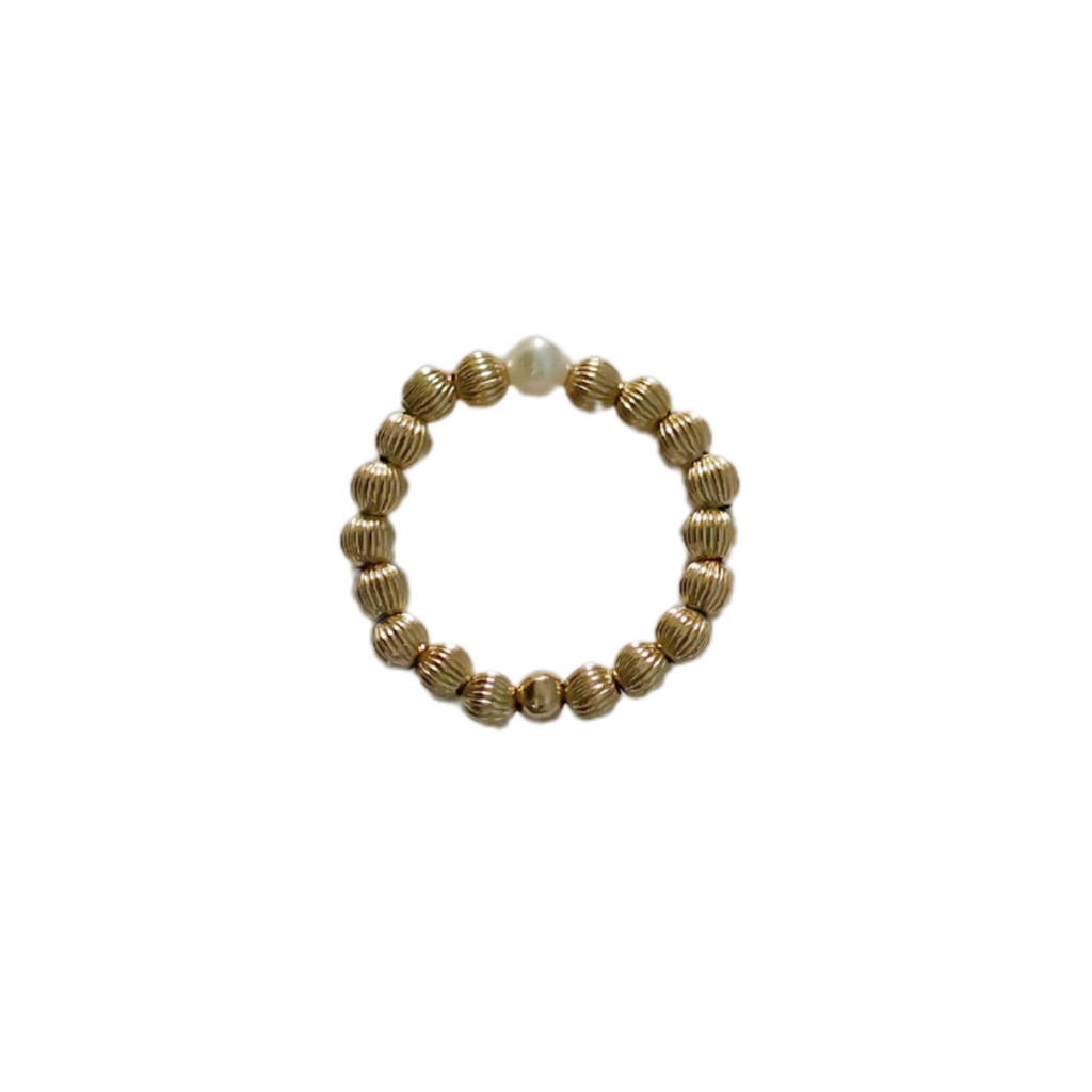 Charlotte | Beaded Stretchy Ring with Pearls – Bara Boheme