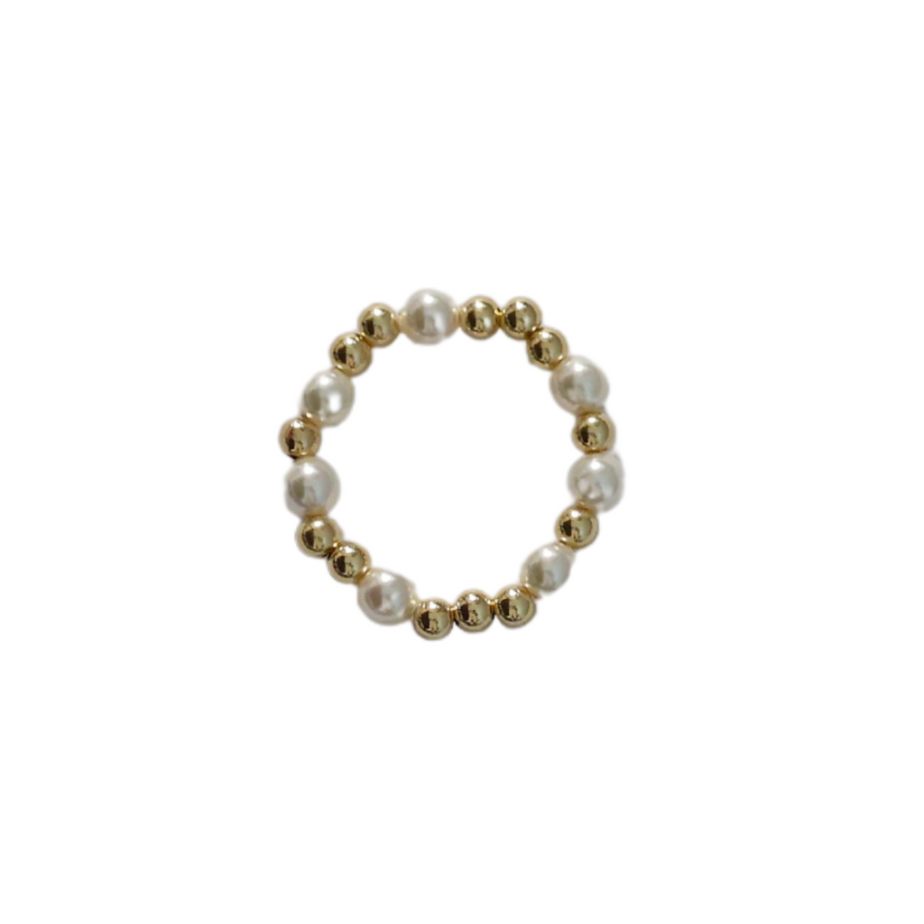 MELANIE | Stretchy Ring with Anti-tarnish Gold Filled & Pearls beads ...