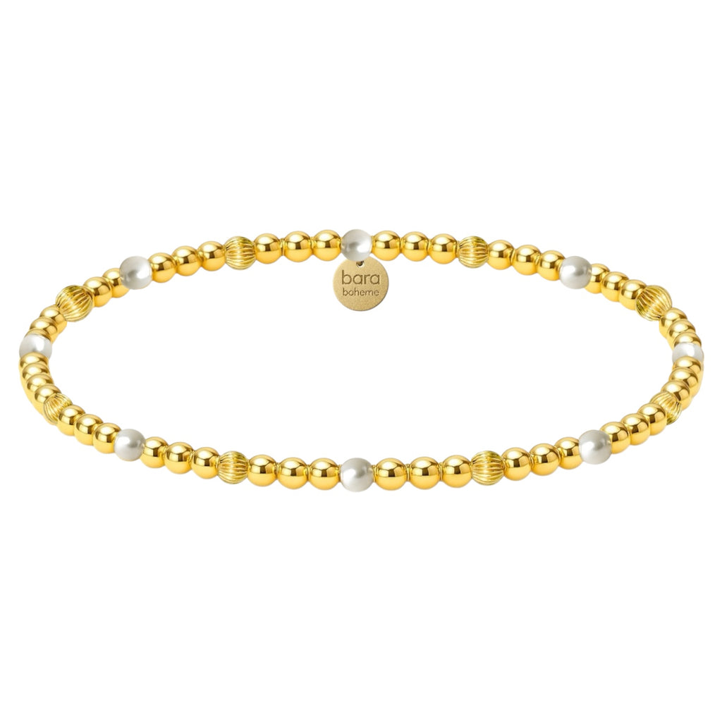 Noa | Gold Filled Beaded Bracelet with Pearls – Bara Boheme